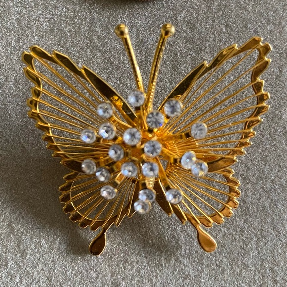 Monet | Jewelry | Monet Butterfly Brooch With Rhinestones | Poshmark